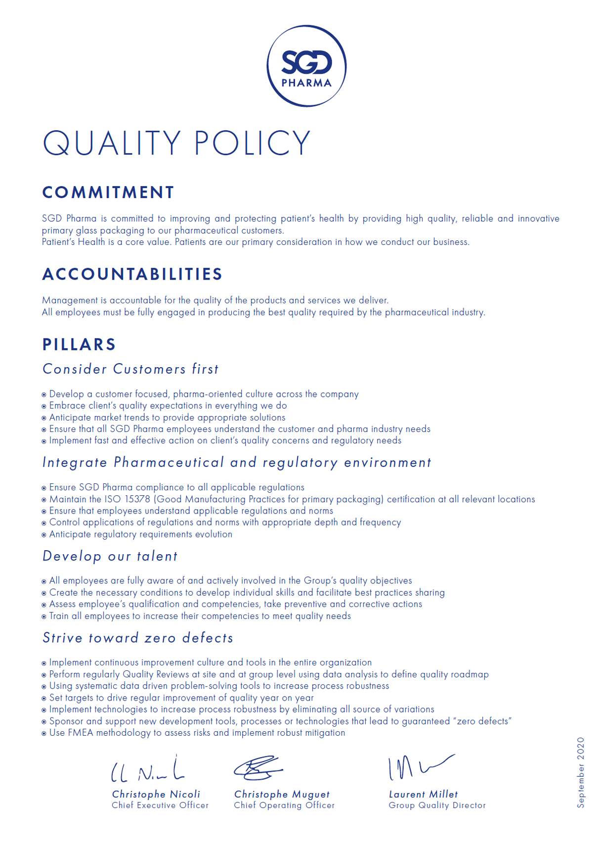 SGD Pharma Quality Policy | SGD Pharma